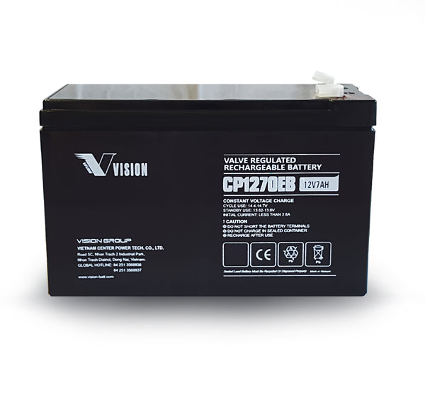 VISION - CP1270EB - VRLA BATTERY 12V 7AH E (BOX) CP1270EB - UPS Solutions